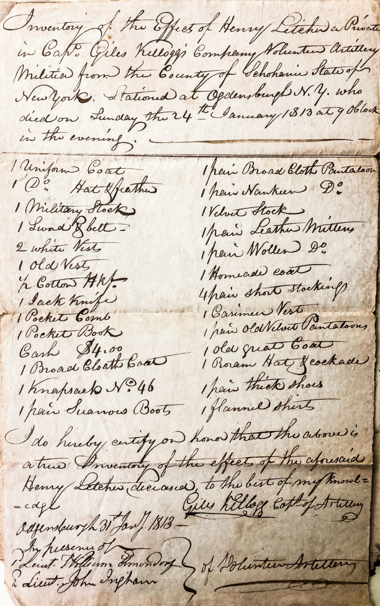 Kellogg’s Artillery Inventory Loss at the Battle of Ogdensburg: War of ...